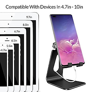 YODAJUN Adjustable Cell Phone Stand, Aluminum Desktop Phone Dock Holder Compatible with All Mobile Phone, iPhone, iPad, Tablet 4-10’’ Desk Accessories