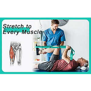 Scotamalone Stretching Strap Yoga Strap Physical Therapy for Home Workout, Exercise, Pilates and Gymnastics with Exercise Book 10 Loops Non-Elastic Stretch Bands with Aesthetic Packaging for Women & Men