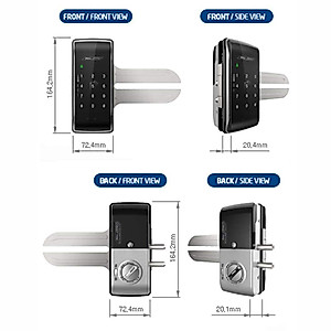 Mille Keyless Digital Door Lock for Glass Door Office Door Entry Passcode + 4 RF Cards