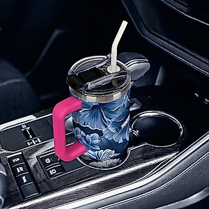 Blue Hawaiian Hibiscus Floral Insulated Tumbler with Lid And Straw Stainless Steel Travel Coffee Mug 40oz Light Rose Red-style