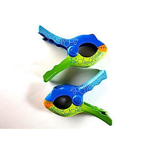 C&H Beach Tower Clips, Beach Towel Holders, Clips, Beach, Patio or Pool Accessories, Portable Towel Clips, Chip Clips, Secure Clips, Bubble Fish Style