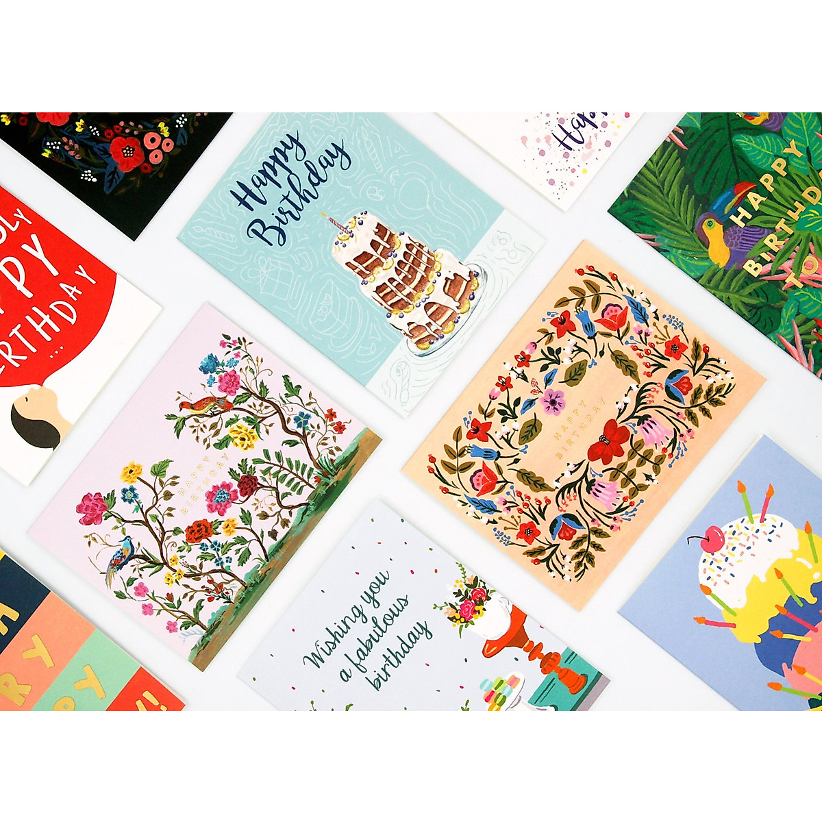 Minimalmart Birthday Cards Box Set of 32 Unique Designs Assorted Happy Birthday Premium Cards with GOLD EMBELLISHMENTS – Boxed Assortment Pack with Envelopes -Birthday Wishes Greeting Cards