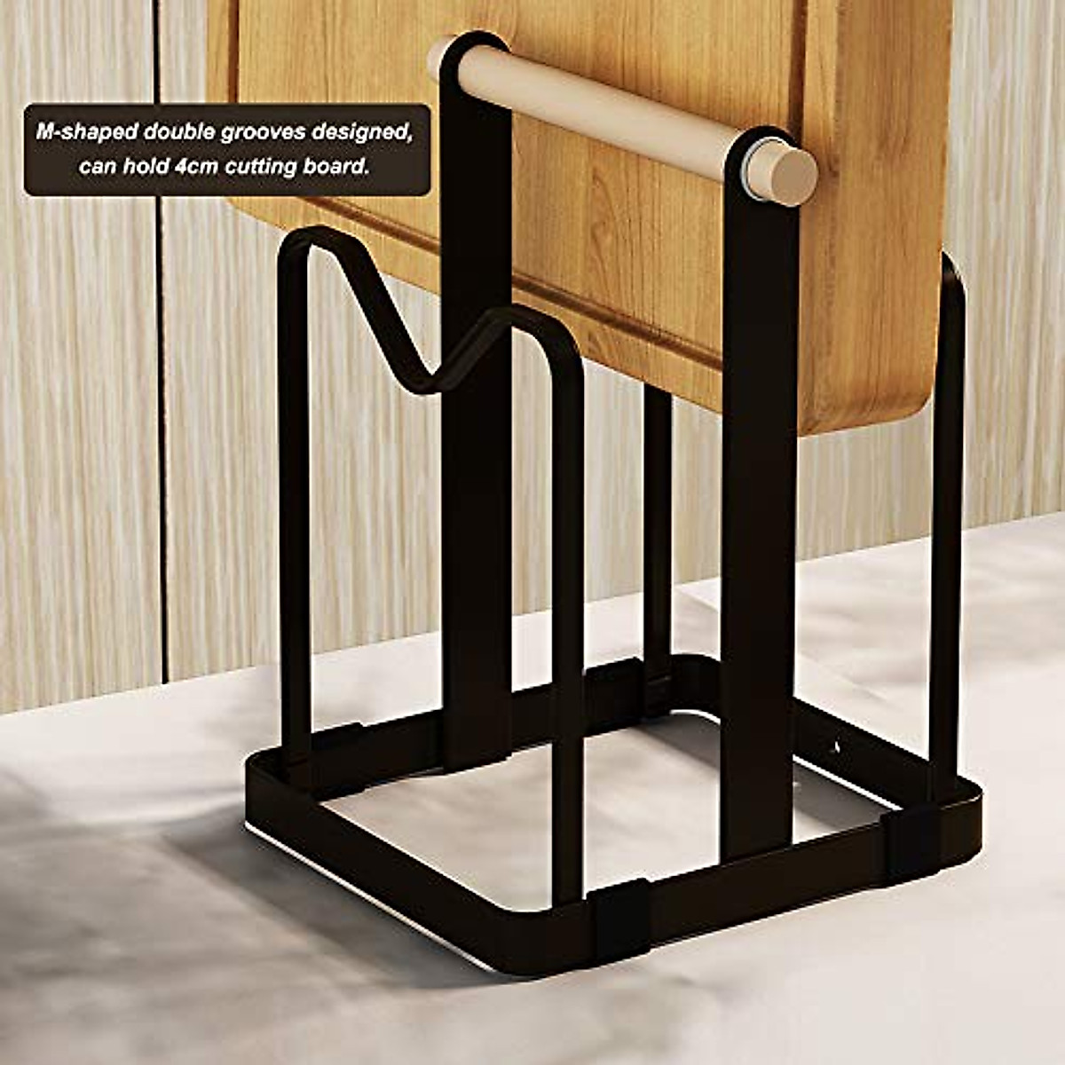 mumisuto Cutting Board Holder, Cutting Board Rack Kitchen Chopping Board Organizer Stand Holder Pot Cover Shelf Stand Organizer Coffee Color , for Kitchen Cabinet(5.5x4.9x7.3inch)