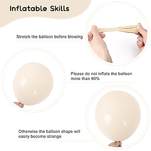 RUBFAC 154pcs White Sand Balloons Different Sizes 5/10/12/18 Inch White Cream Beige Balloon Garland Arch Kit for Wedding Baby Shower Birthday Party Supplies Decorations