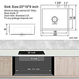 MENATT 20-inch Drop in Kitchen Sink, SUS304 Stainless Steel Top-Mount Handmade Kitchen rv Sink, Single Bowl Sink with Basket Strainer, 20"*16"*9" (Brushed)