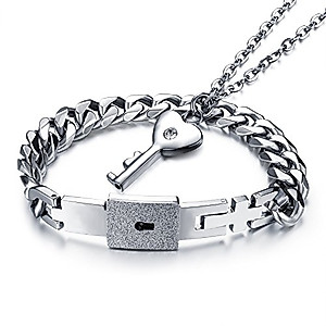 His & Hers Matching Set Couple Only You Have My Key Bangle Bracelet Simple Korean Style in a Gift Box