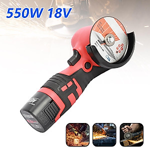 Cordless Angle Grinder 18V 550W, Battery Mini Angle Grinder, Power Angle Grinder Tool, Brushless Angle Grinder Electric Handheld Cutter Machine for Grinding Cutting Polishing with Suitcase (Red)