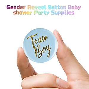Gentlife Gender Reveal Button Pins 30 Pcs, Team Boy Girl Button Pins Baby Shower Pink Blue Button Pin for Baby Shower Party Favors Gender Reveal Party Supplies