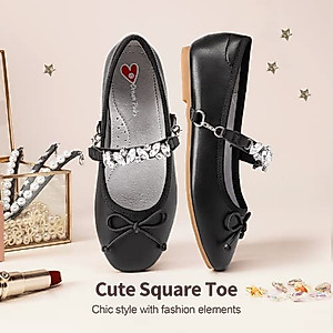 DREAM PAIRS Girls Dress Shoes Fashion Bow Ballerina Flower Girl Ballet Flats SDFL2306K Black 2 Little Kid