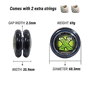 Yomega Power Brain XP yoyo - Professional yoyo with a Smart Switch which enables Players to Choose Between Auto-Return and Manual Styles of Play. + Extra 2 Strings & 3 Month Warranty (Grey)