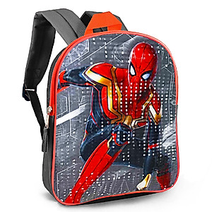 Spiderman Backpack for Kids - Bundle with Spiderman 15 Inch Backpack Plus Temporary Tattoos and More (Boys School Supplies Set)