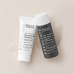 Paula's Choice SKIN PERFECTING 8% AHA Gel Exfoliant & 2% BHA Liquid Travel Duo, Facial Exfoliants for Blackheads & Wrinkles, Face Exfoliators w/Glycolic Acid Salicylic Acid