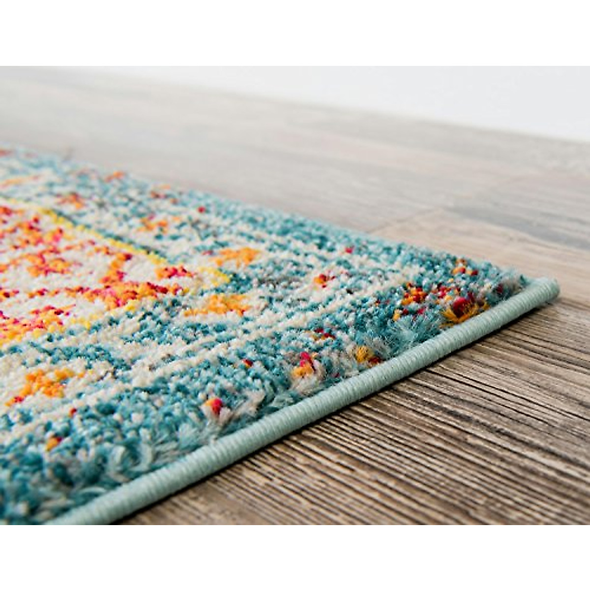 Unique Loom Vita Collection Bright Over-Dyed Traditional Vintage Area Rug, 8 ft x 10 ft, Blue/Orange