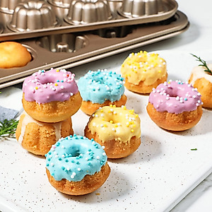 Webake Mini Fluted Tube Cake Pan, 24-Cup Non-stick Bite Size Bundtinis Petite Fluted Cake Mold Heavy Gauge Carbon Steel Baking Tray Set of 2