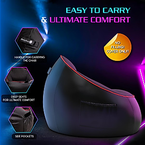 Mason Moon Bean Bag Chairs for Adults - 3FT - Cozy Big Bean Bag Chair - Lounging Dorm Chair - Round Black Floor Chair - Gaming Bean Bag Chair for Teens - Cover Only