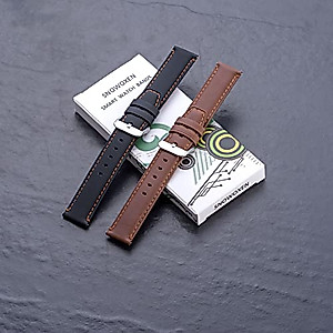 Watch 4 Band 2 Pack, Compatible with Samsung Galaxy Watch 4 Classic 46mm 42mm 40mm 44mm 20mm Quick Release Leather Band For Women Men (Black+Coffee)