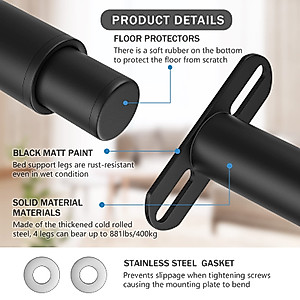 Dikeo 4 Pcs Adjustable Metal Bed Frame Support Leg, Bed Support Legs 7.08" - 13", Bed Support Legs for Wood Slats, Bed Replacement Legs, Adjustable Bed Legs Replacement 881Ibs/400kg