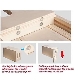 MYOYAY Photography Apple Box, Set of 5 Standard Wooden Apple Boxes with Magnetic Lid Multifunctional Wooden Boxes for Supporting Height-Adjusting Photo Studio Film Set and Photography