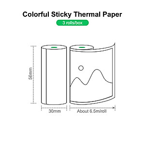Peripage Colorful Mini Printer Paper Sticker, Thermal Printing Paper Can be Pasted fit for A6/A8 Waterproof, Oilproof, Scratchproof,3 Roll(Pink,Blue,Yellow),3.6m/roll