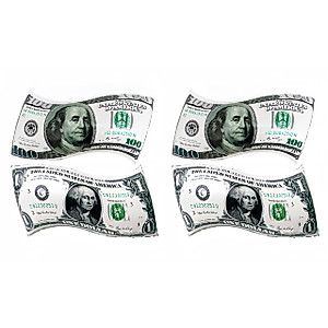 4PCS Money Dollar Currency Money Bill Balloons/Dollar Bill Party Balloons/Money Theme Birthday/Big Size Fake Money Reusable Balloons/Casino Party/Baby Shower Boss/Las Vegas Party/Graduation