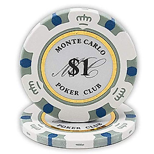 DA VINCI 14 Gram Clay Monte Carlo Poker Club Premium Quality Poker Chips Pack of 50 White Chips