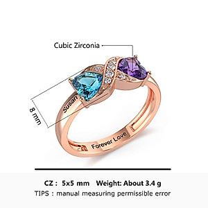 FenFang Mom Ring Personalized Mother Rings for Women with 2 Birthstones Infinity Promise Rings Custom 2 Name Rings Mothers Day Rings Mom Jewelry