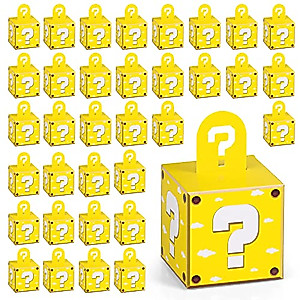 Waenerec 36PCS Video Game Party Favor Mystery Box Small Goodie Treat Boxes Question Mark Box Gift Bags Brick Comic Candy Boxes for Gift Giving Video Games Theme Birthday Party Decorations Supplies
