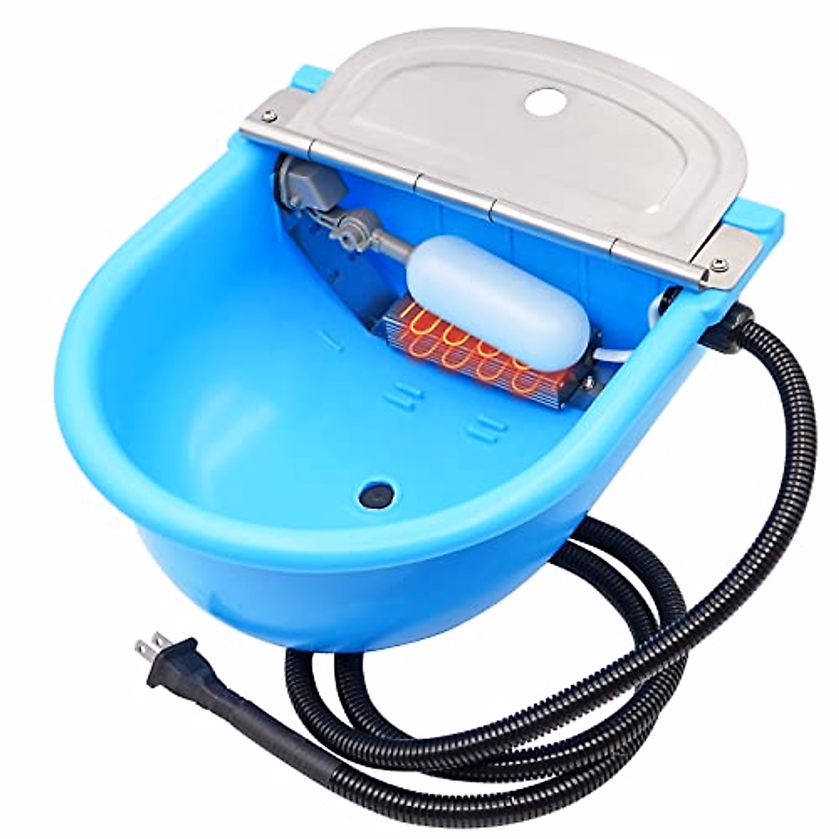 PAULOZYN Automatic Heated Livestock Waterer Dog Water Bowl Trough Animals Outdoors Winter Water Dispenser for Chicken Pet Cattle Horse Pig Cow Goat Sheep, with Float Ball Valves Plastic