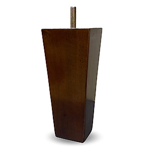 7" Wood Tapered Pyramid Walnut Sofa/Chair/Ottoman [5/16" Bolt] Replacement Legs - Set of 4