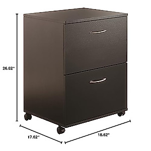 Essentials 2-Drawer Mobile Filing Cabinet from Nexera, Black