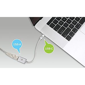 IOGEAR 4 Port USB 2.0 Switch - Auto Printer Switch - USB-A to USB-C Adapter Kit - Manually or Auto Control - LEDs Indicate - Plug N Play - GUB431CA1KIT