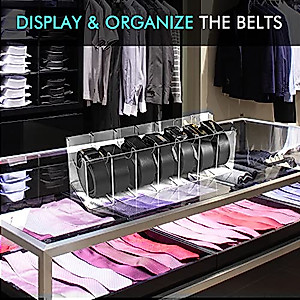 Acrylic Belt Organizer， Belt Container Storage Holder,7 Compartments Clear Belt Tie Display Case for Closet and Drawer