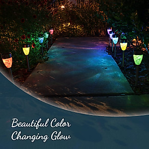 Morvat LED Auto Solar Powered Outdoor Path Lights with Watertight Lens for Garden Yard & Pathway, Bright Waterproof Landscape & Patio Lighting, Dusk to Dawn (Color Changing)