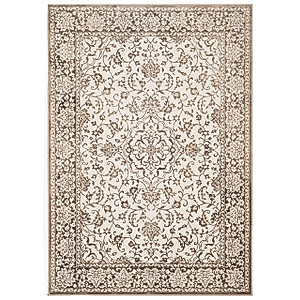 SAFAVIEH Noble Collection Area Rug - 5'1" x 7'6", Brown & Creme, Distressed Viscose Design, Ideal for High Traffic Areas in Living Room, Bedroom (NBL659-5280)