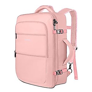 Carry on Bag,Expandable Travel Backpack Airline Approved,Water Resistant 40L Large Backpack,Anti-Theft Suitcase Luggage Overnight Weekender Daypack Duffel Bag Travel Essentials Gift for Travelers,Pink