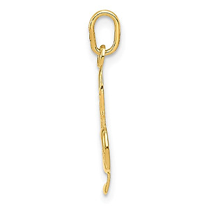 Solid 14k Yellow Gold Music Note Pendant Charm - 21mm x 5mm