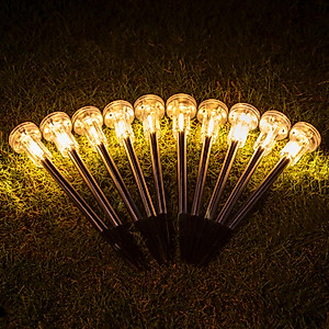 PEATOP Solar Outdoor Lights 10 Pack, Solar Powered Landscape Path Lights LED Solar Garden Lights IP67 Waterproof Lights Auto On/Off Lawn Lights for Walkway Yard Backyard Patio Driveway Decorative