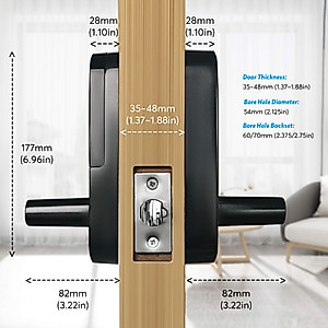 Smart Lock,Bluetooth Enabled Fingerprint and Touchscreen Electronic Door Lock|TTLock Door Lock|Keyless Entry Door Lock|Auto Lock|Remote Share|Smart Door Lock for Front Door Office Airbnb Garage Black