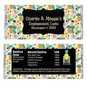 Personalized Candy Wrappers for Chocolate, Luau Party Favors, Pack of 20 Custom Hershey Bar Labels
