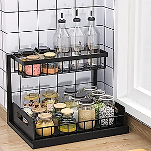 Under Sink Organizer, Bukfen Pull Out Cabinet Organizer 2-Tier Slide Out Sliding Shelf Under Cabinet Storage Multi-Use for Under Kitchen Bathroom Sink Organizers and Storage