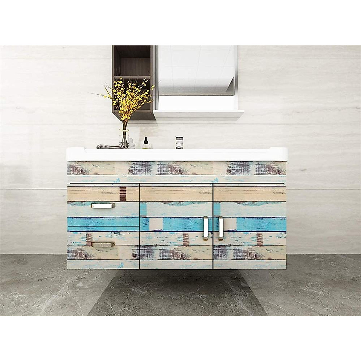 HOYOYO 17.8 x 118 Inches Self-Adhesive Liner Paper, Removable Shelf Liner Wall Stickers Dresser Drawer Peel Stick Kitchen Home Decor, Colorful Wood Grain