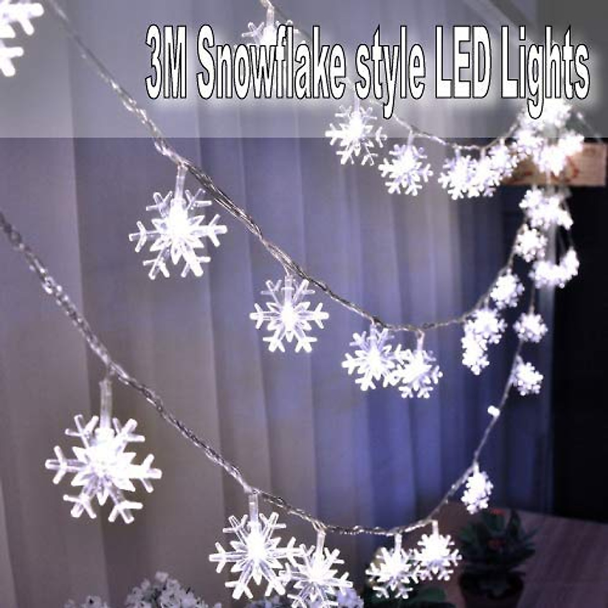 Pikes Peak Christmas Lights, 40 LED Snowflake String Fairy Lights for Home, Party, Christmas, Wedding, Garden, Xmas Garden Patio Bedroom Decor Indoor Outdoor Celebration Lighting