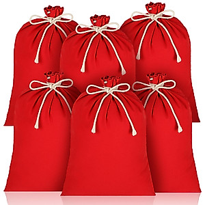 Newwiee 6 Pcs Large Christmas Canvas Gift Bag 26.7 x 19.7 Inch Santa Sublimation Blank Red Bag Reusable Canvas Drawstring Bag Xmas Canvas Sacks for DIY Presents Package Storage Party Supplies