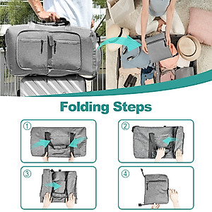 Duffel Bag 65L Packable Duffle Bag with Shoes Compartment Unisex Travel Bag Water-Resistant Duffle Bag(Grey,65L)