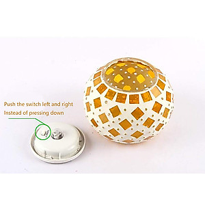 AMZSTAR Waterproof Color Changing Table Lamp, Solar Powered Mosaic Glass Ball LED Garden Lawn Night Light Lamps, Party Lights for Home,Yard, Indoor,Outdoor Decoration Lights (Yellow Square)
