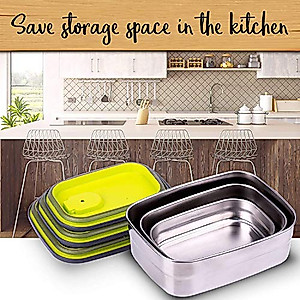 Bento Lunch Box for Kids Adults, Stainless Steel Leakproof Lunch Containers Boxs for Kids Storage, Vacuum Fresh-Keeping for School Work Picnic, Food-grade Silicone