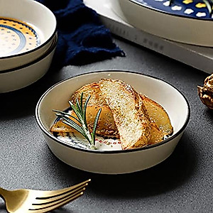 WAOCEO Appetizer Bowls Set of 4 Ceramic Sauce Dish Soy Sauce Dipping Plates Snack Sushi Fruit Appetizer Plates Side Dishes 4.33inches Salad Bowls (Color : Blue3)