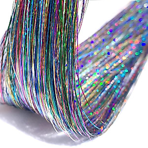 AlyBoto Hair Tinsel Heat Resistant 12 Colors 3000 Strands Fairy Hair Tinsel Kit Glitter Tinsel Hair Extensions 48 Inch Sparkle Hair Tinsel Kit For Girls (12color/3000strands-Pack)