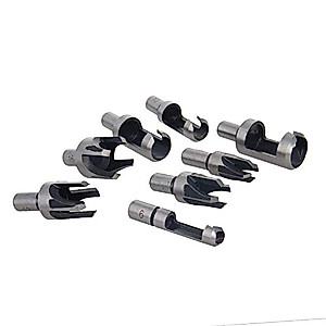 Utoolmart 8pcs Wood Plug Cutter Drills Bit Set 1/4” 3/8” 1/2” 5/8” Barrel Cork Tenon Hole Saw Cutting Tools for Woodworking, High Carbon Steel
