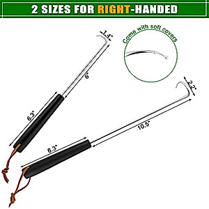 Meat Hook Flipper Set of 2, HaSteeL Stainless Steel Pigtail Food Flipper Turner 12Inch & 17Inch, BBQ Accessories Great for Grilling Smoking Frying, Long Body & ABS Handle, Easy to Clean & Right Handed